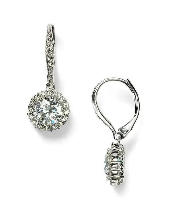 Nadri Round Cubic Zirconia Drop Earrings - Rhodium