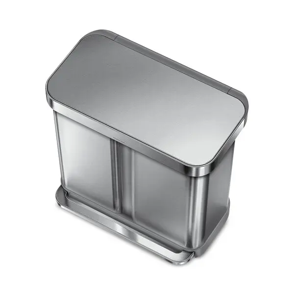 SIMPLEHUMAN 58 Liter Recycling Kitchen Trash Can With Liner Pocket