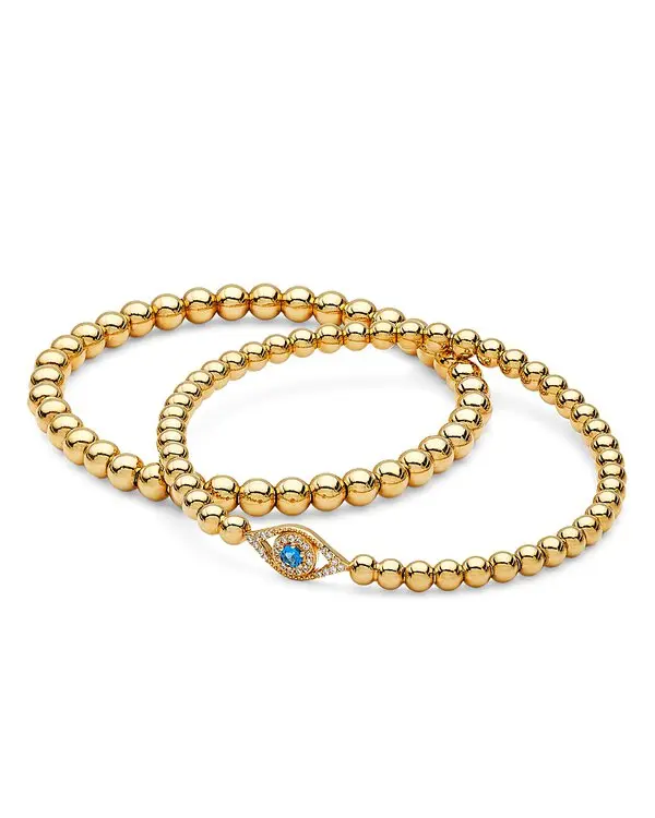 Nadri Set Of Two Evil Eye Beaded Bracelets - Gold