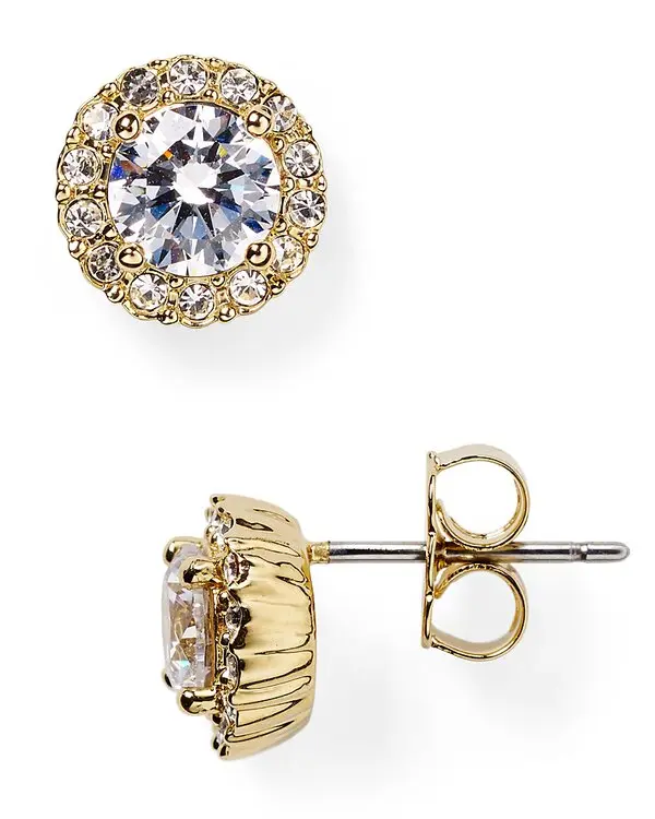 Nadri Sterling Pave Stud Earrings - Gold