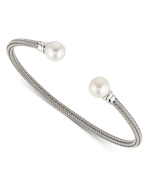 Nadri Cultured Freshwater Pearl Flex Cuff Bracelet - Rhodium