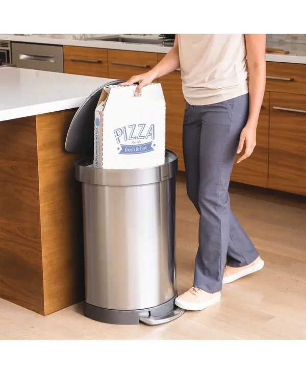 SIMPLEHUMAN 45 Liter Semi-round Liner Rim Kitchen Trash Can