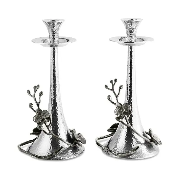 Michael Aram Black Orchid Taper Candleholders, Set Of 2 - Black Nickelplate