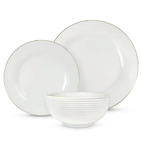 GODINGER Saba Gold 18 Piece Dinnerware Set Exclusive - White