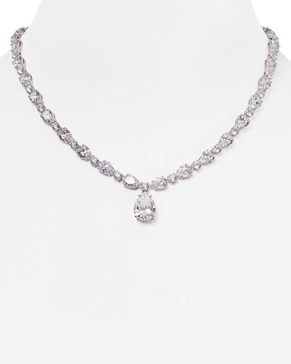 Nadri Pear Pendant Necklace - Silver