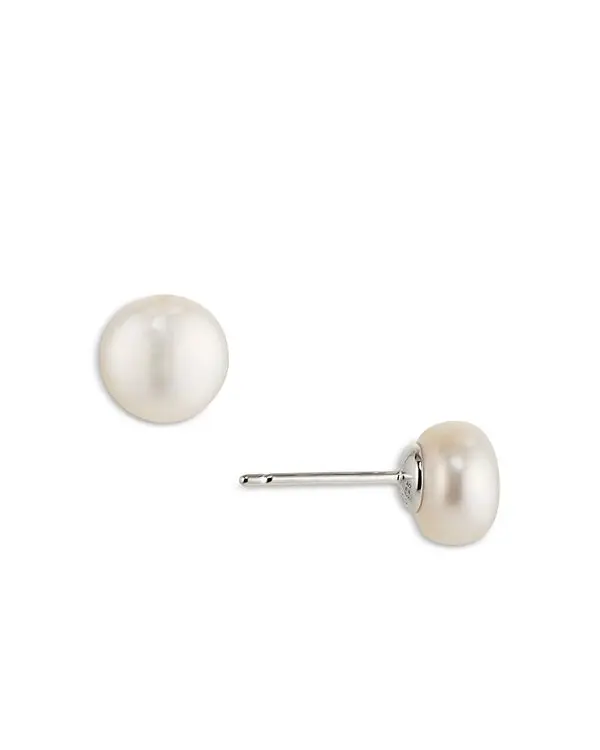 Nadri Cultured Freshwater Pearl Stud Earrings - Rhodium