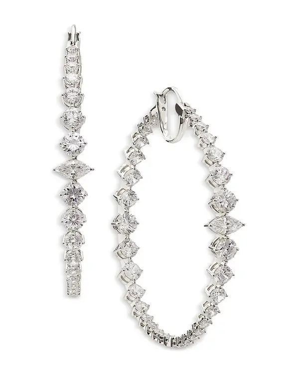 Nadri Leah Statement Hoop Earrings - Rhodium