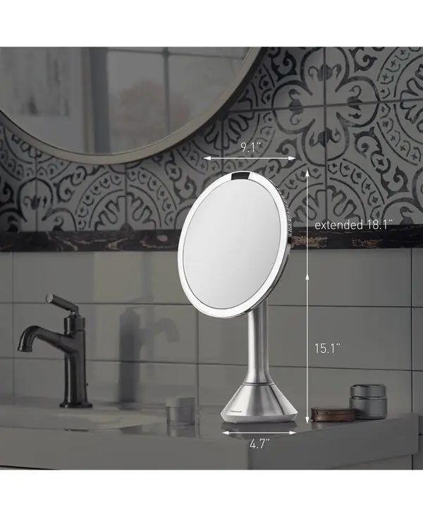 SIMPLEHUMAN 8 Sensor Makeup Mirror, 5x Magnification & Adjustable Brightness - Silver