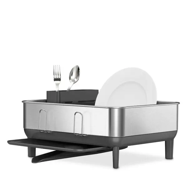 SIMPLEHUMAN Compact Steel Frame Dish Drying Rack With Swivel Spout Drain