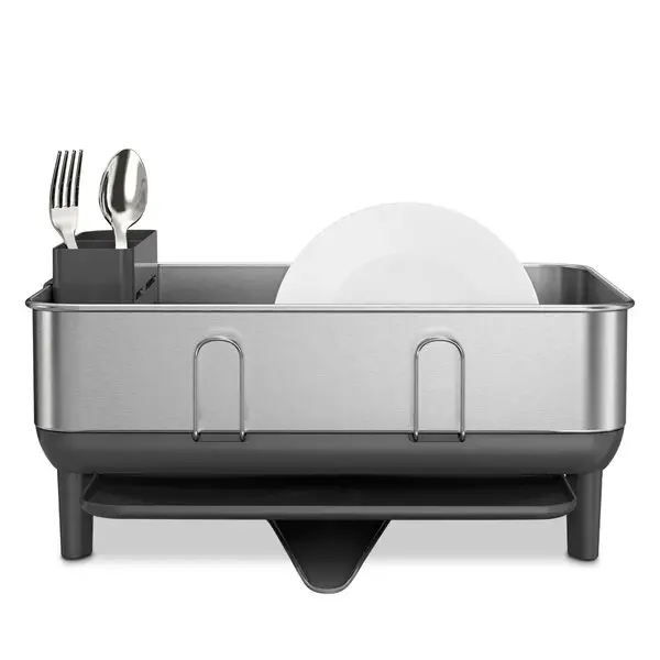 SIMPLEHUMAN Compact Steel Frame Dish Drying Rack With Swivel Spout Drain