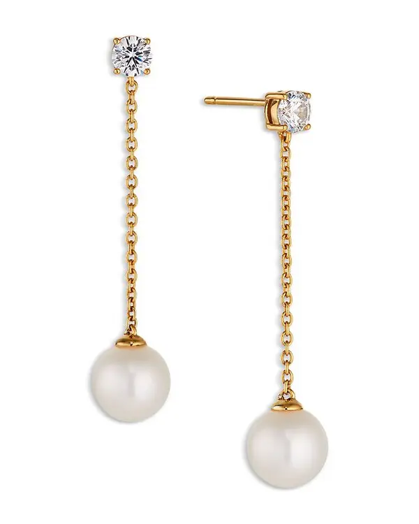 Nadri Cultured Freshwater Pearl Drop Earrings - Gold