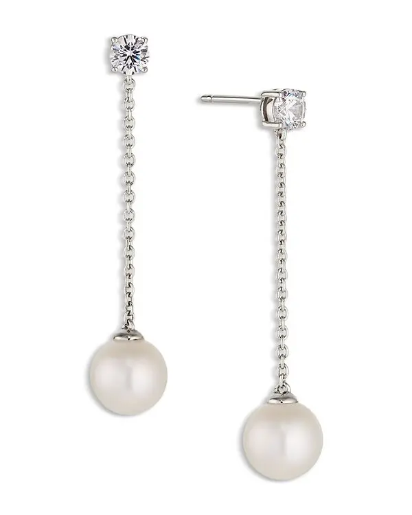 Nadri Cultured Freshwater Pearl Drop Earrings - Rhodium