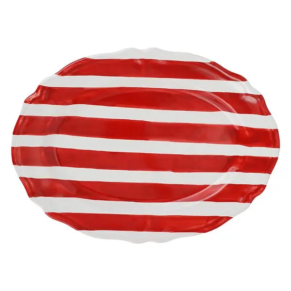 VIETRI Amalfitana Stripe Oval Platter - Red