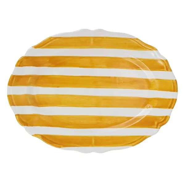 VIETRI Amalfitana Stripe Oval Platter - Yellow