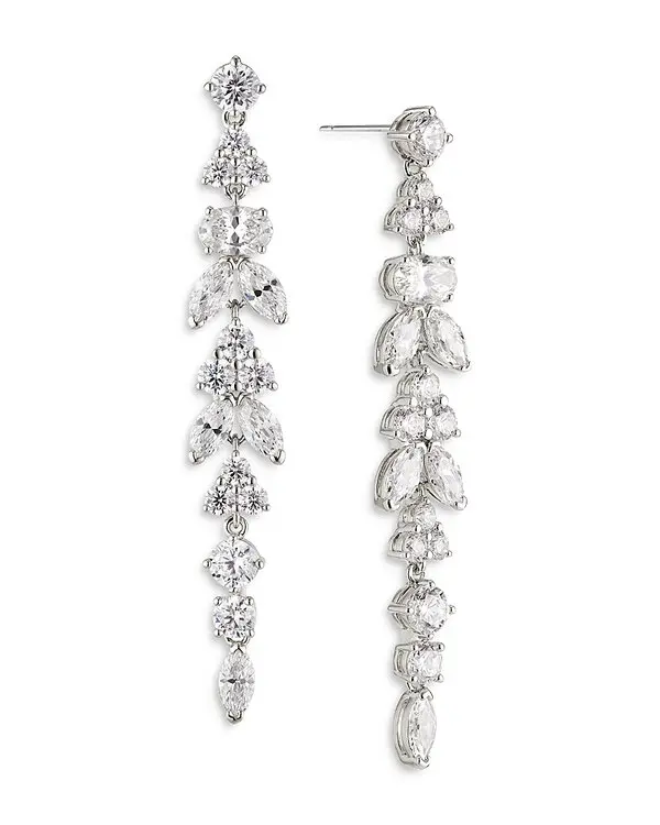Nadri Prima Linear Drop Earrings - Rhodium