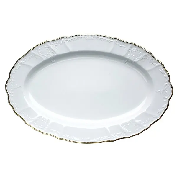 ANNA WEATHERLEY Simply Anna 12 Oval Platter - White/gold
