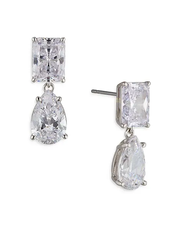 Nadri Shine On Cubic Zirconia Drop Earrings - Clear/silver