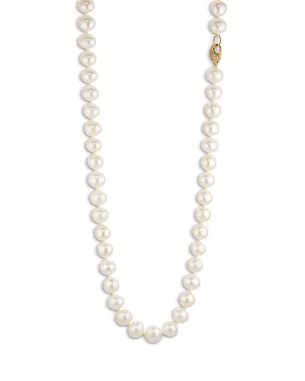 Nadri Pave Clasp Cultured Freshwater Pearl Collar Necklace - Gold