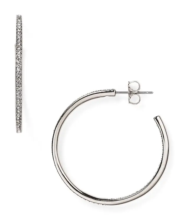 Nadri Pave Hoop Earrings - Silver