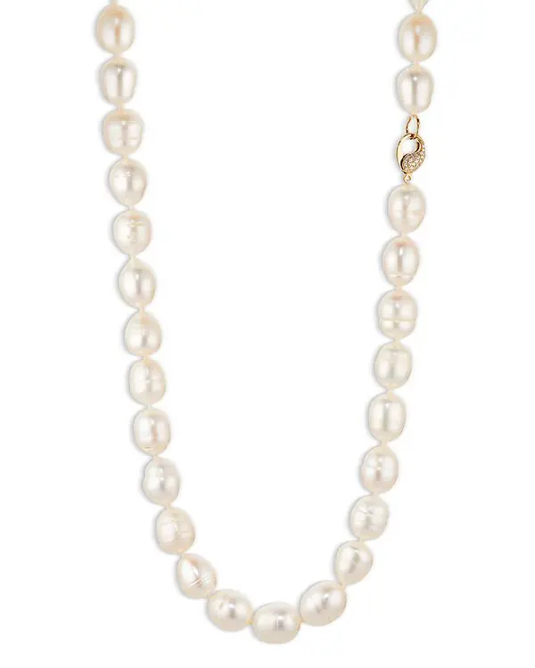 Nadri Cubic Zirconia And Cultured Freshwater Pearl Collar Necklace - Gold