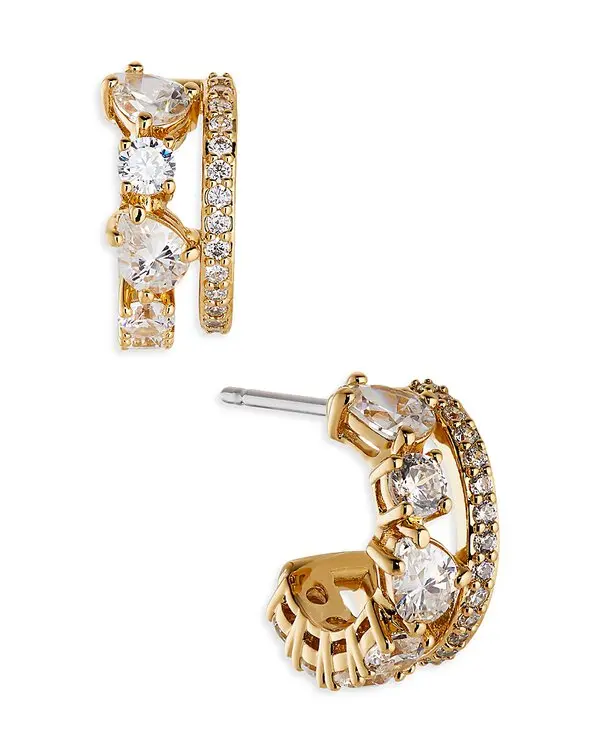 Nadri Love All Cubic Zirconia & Synthetic Corundum Hoop Earrings - Gold