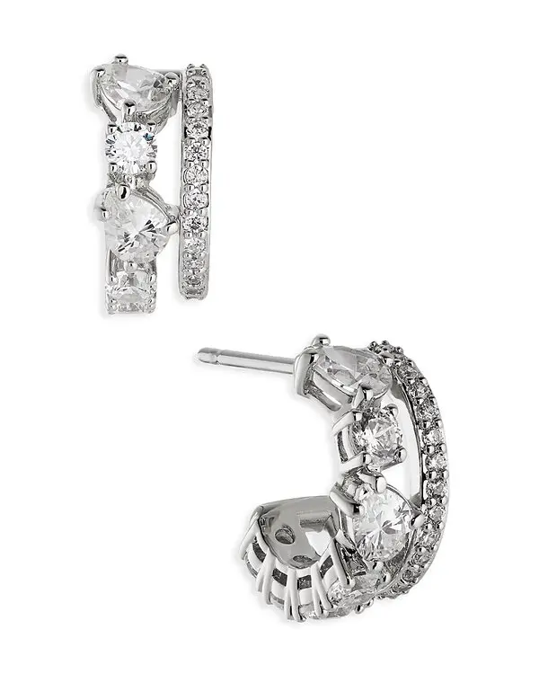 Nadri Love All Cubic Zirconia & Synthetic Corundum Hoop Earrings - Silver