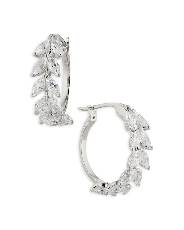 Nadri Wildflower Cubic Zirconia Hoop Earrings - Silver