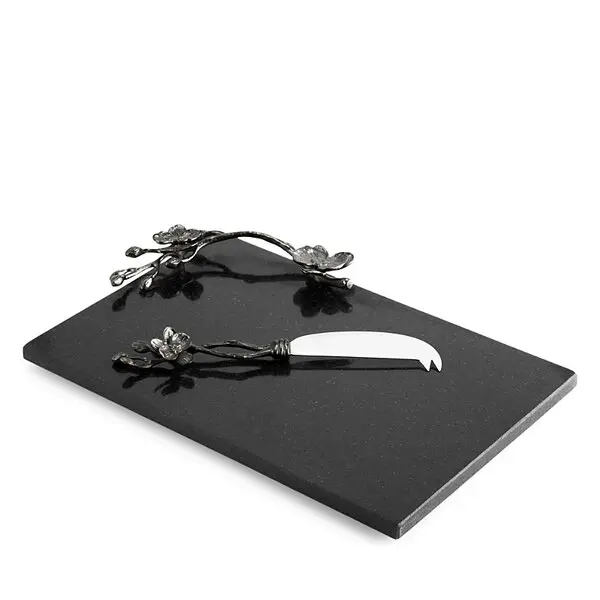 Michael Aram Orchid Small Cheeseboard & Knife - Black