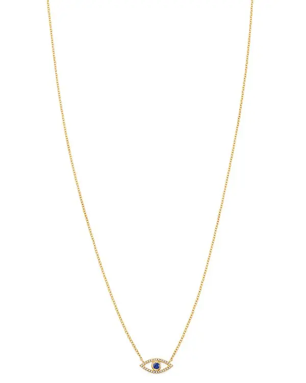 ZOE LEV 14k Yellow Gold Diamond & Sapphire Evil Eye Pendant Necklace - Blue/gold