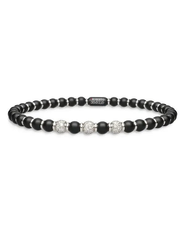 Roberto Demeglio 18k White Gold And Ceramic Bracelet With Diamonds - Matte Black/white