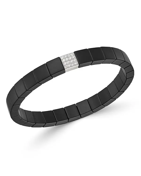 Roberto Demeglio 18k White Gold, Ceramic And Diamond Scacco Bracelet - White/black