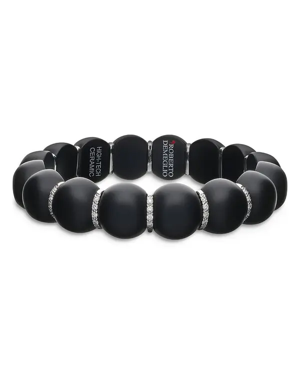 Roberto Demeglio 18k Gold, Ceramic And Diamond Bracelet - Matte Black/white