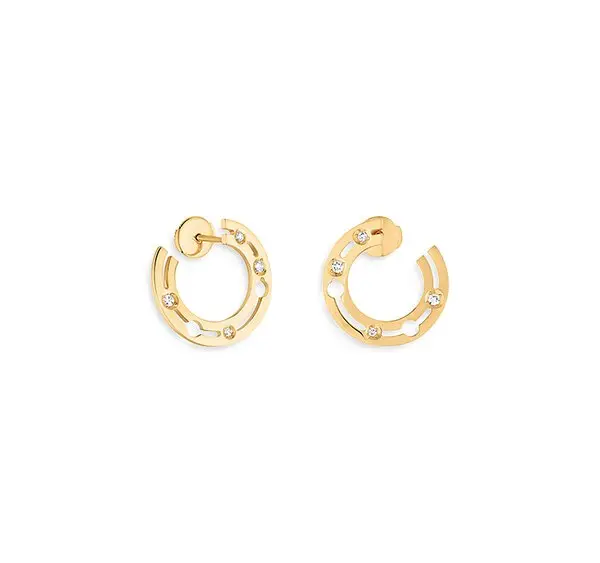DINH VAN 18k Yellow Pulse Hoop Earrings With Diamonds - Gold