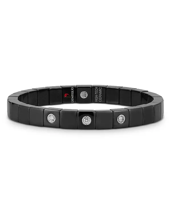 Roberto Demeglio 18k White Gold, Diamond And Ceramic Scacco Stretch Bracelet - White/black