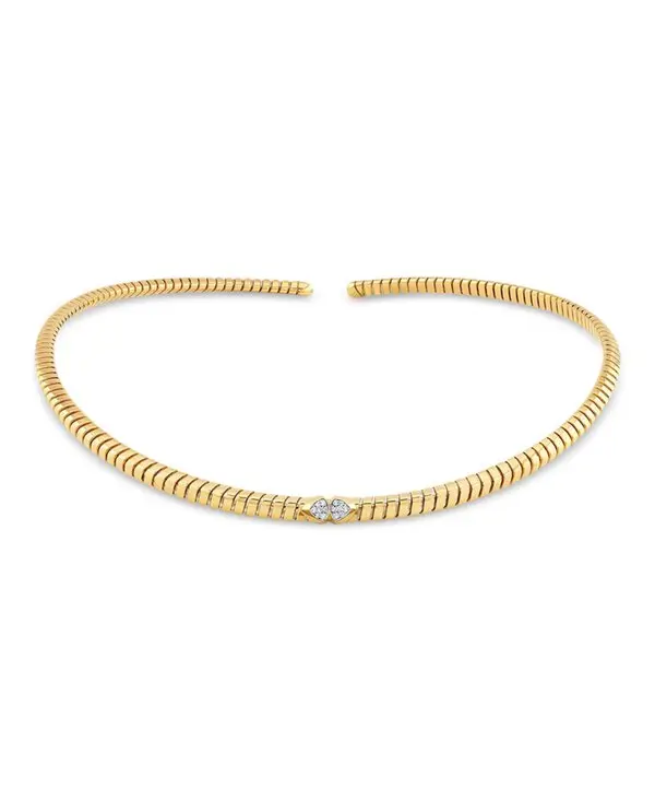 Marina B 18k Yellow Gold Trisolina Pave Diamond Collar Necklace - White/gold