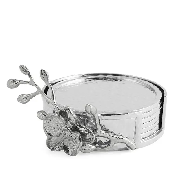 Michael Aram White Orchid Coasters, Set Of 6 - Silver