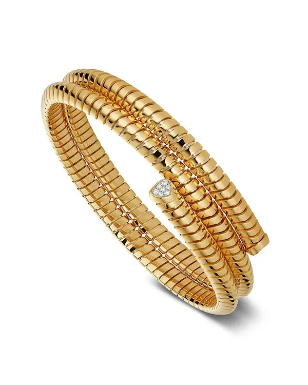 Marina B 18k Yellow Gold Trisolina Diamond Bangle Bracelet - White/gold