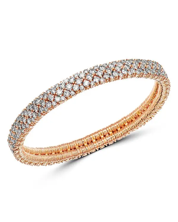 Roberto Demeglio 18k Rose Gold Stretch Bracelet With Champagne Diamonds - White/rose Gold