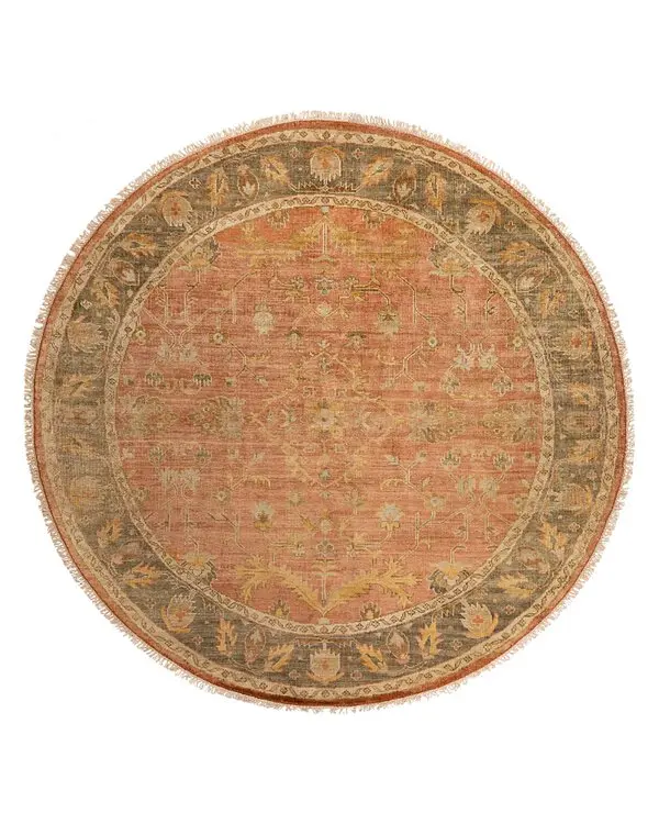 SURYA Hillcrest Hil-9009 Round Area Rug, 8' Round - Tan/brown/red/sage