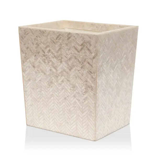 PIGEON AND POODLE Handa Wastebasket - Pearlized Herringbone Capiz