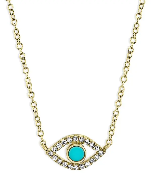 MOON & MEADOW 14k Yellow Gold Diamond And Pendant Necklace - Turquoise