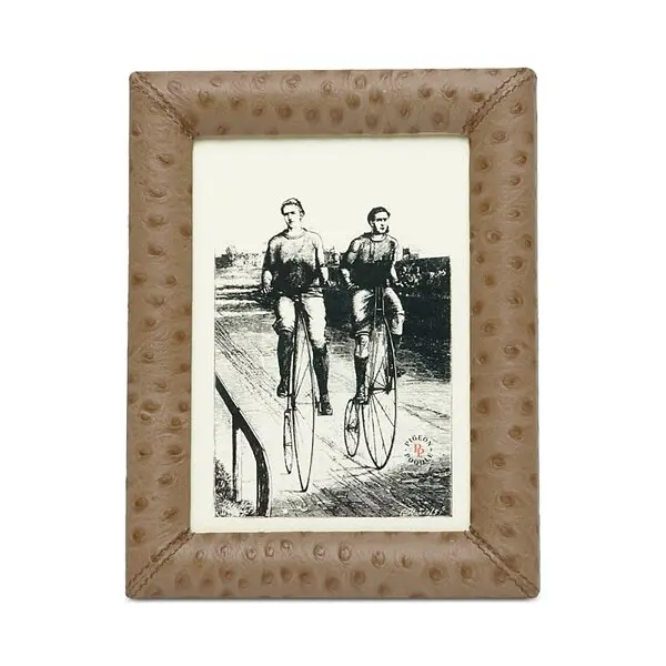PIGEON AND POODLE Witney Ostrich Leather Frame, 5 X 7 - Oat Brown Ostrich
