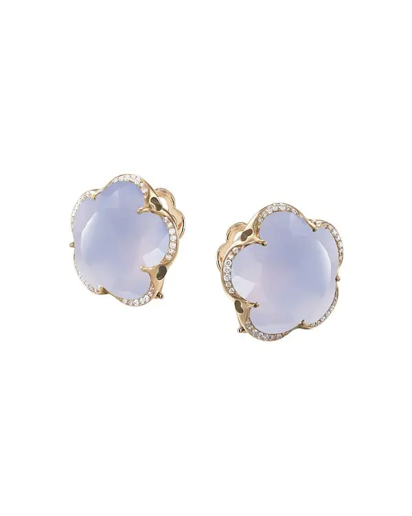 Pasquale Bruni 18k Rose Gold, Chalcedony And Diamond Floral Earrings - Blue/rose Gold