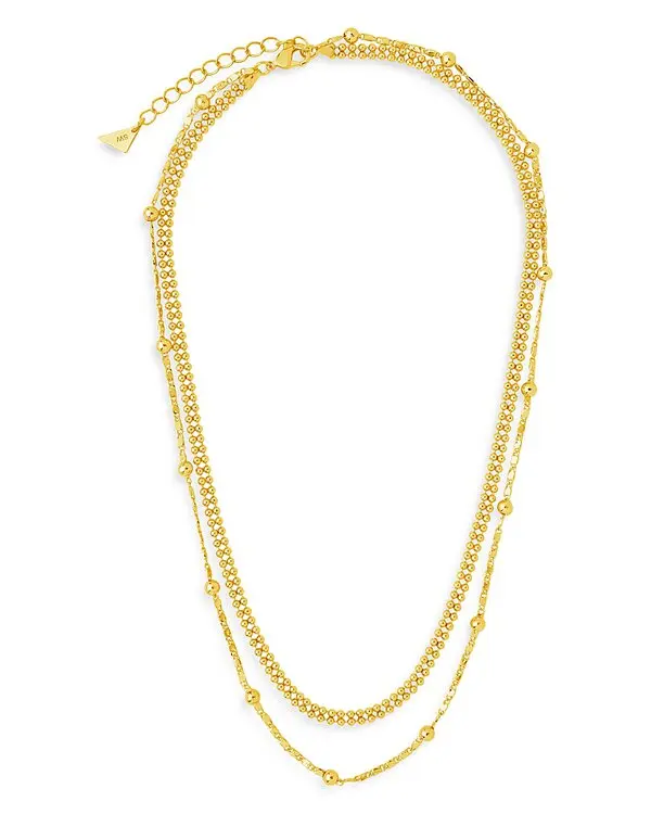 Sterling Forever Double Layer Beaded Chain Necklace - Gold