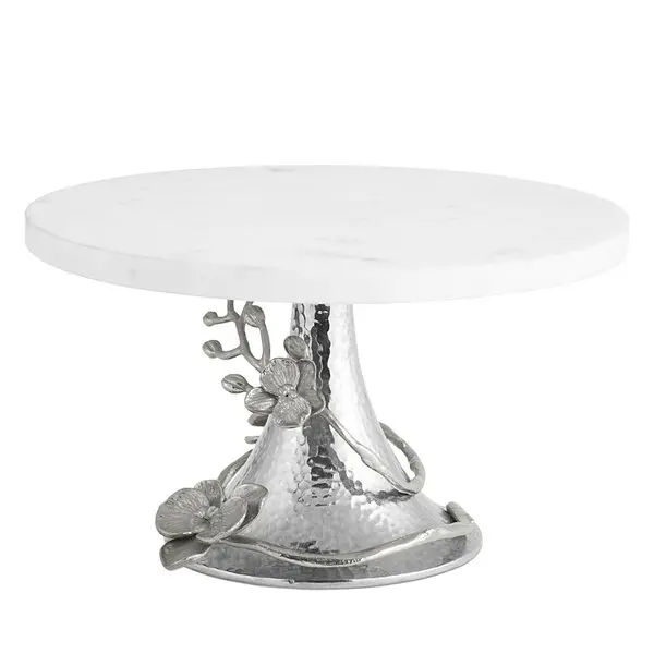 Michael Aram White Orchid Cake Stand - Marble/nickel