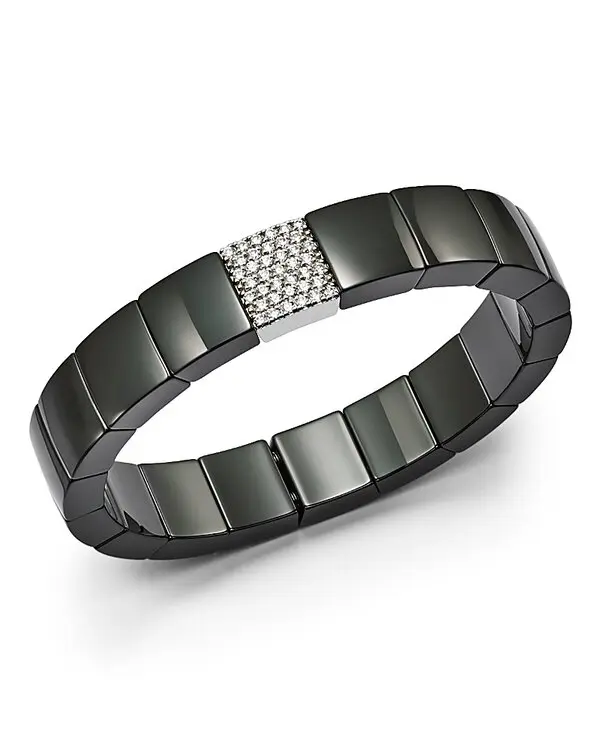 Roberto Demeglio 18k White Gold, Ceramic, And Diamond Domino Bracelet - White/black