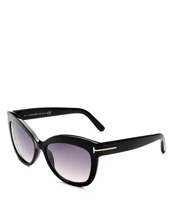 TOM FORD Allistair Cat Eye Sunglasses, 56mm - Shiny Black/smoke Gradient