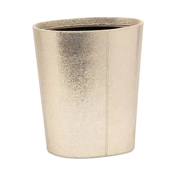 PIGEON AND POODLE Viana Metallic Accent Leather Waste Basket - Gold Foil