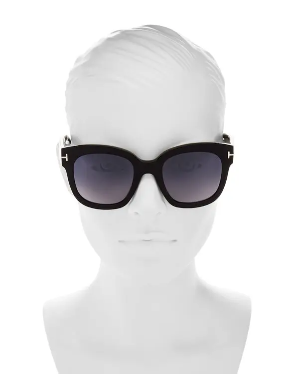 TOM FORD Beatrix Mirrored Square Sunglasses, 52mm - Shiny Black/smoke