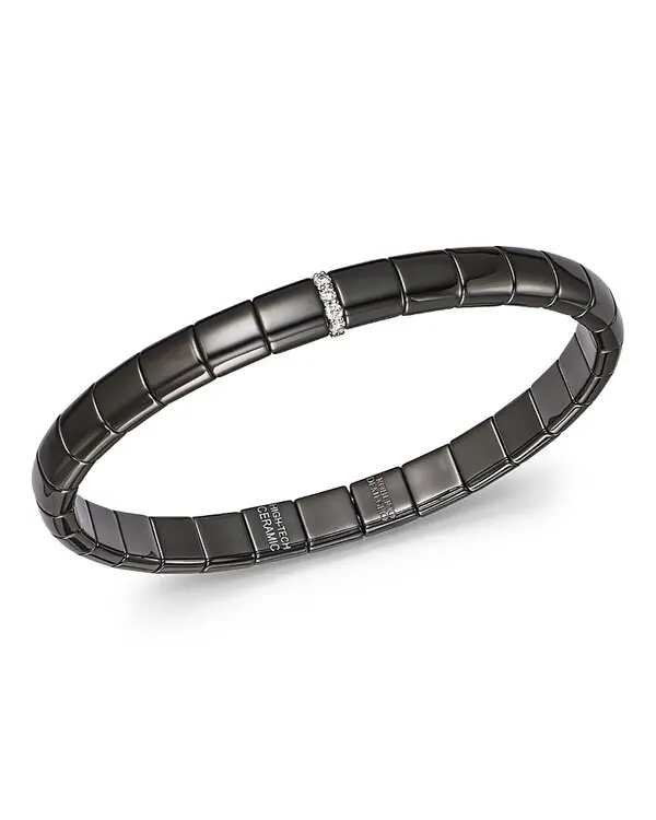 Roberto Demeglio 18k White Gold And Black Ceramic Pura Bracelet With Diamonds - White/black